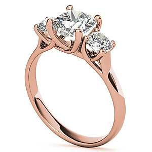 10K Solid Rose Gold Handmade Engagement Rings, 3 CT Cushion Cut Moissanite Diamond Solitaire Wedding/Bridal Rings for Her/Women, Minimalist Ring Anniversary Ring For Gifts (12)