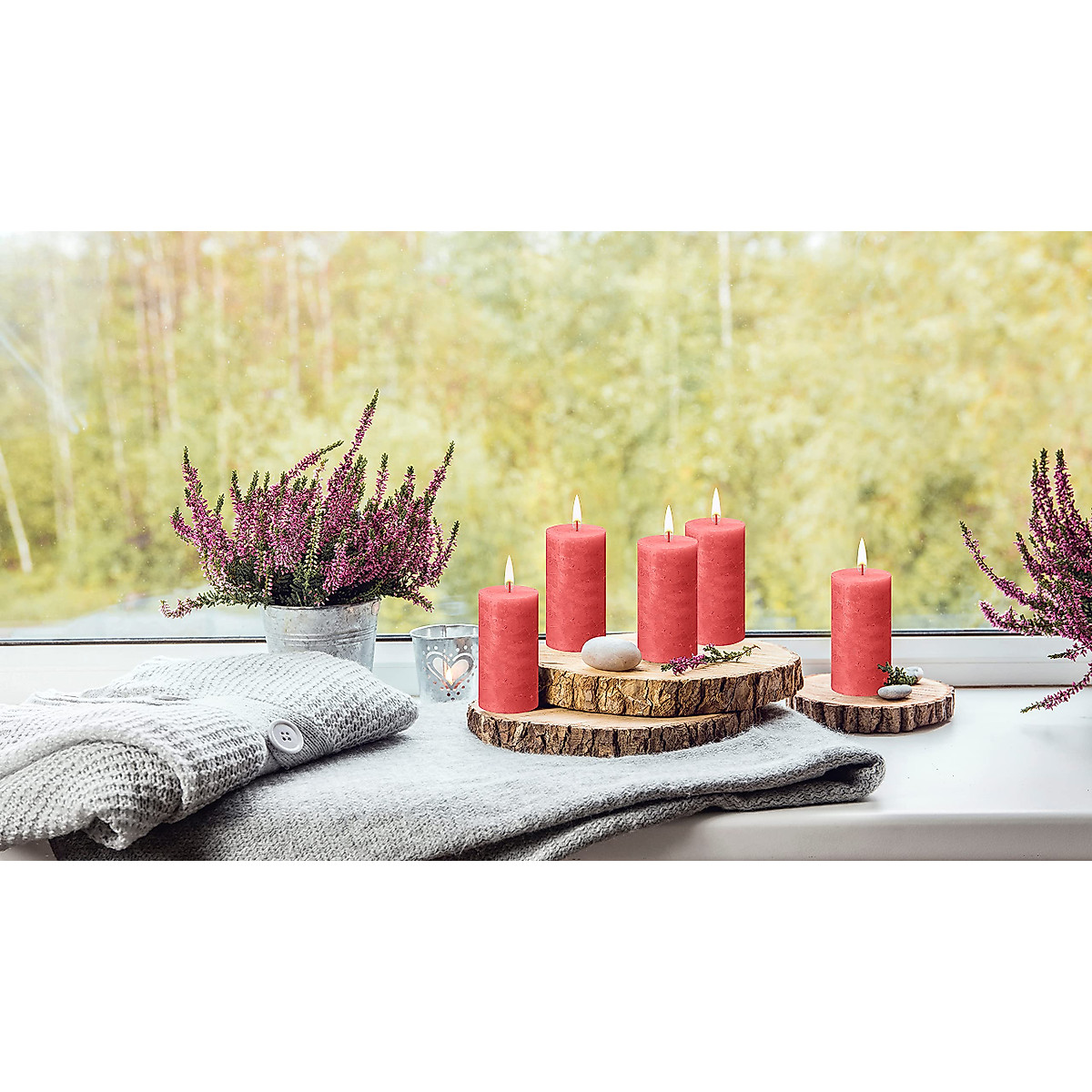 BOLSIUS 4 Pack Blossom Pink Rustic Pillar Candles - 2.75 X 5 Inches - Premium European Quality - includes Natural Plant-Based Wax - Unscented Dripless Smokeless 60 Hour Party Décor Candles
