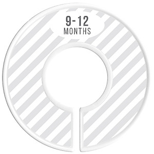 Baby Closet Size Dividers, Light Grey, Set of 6 Organizers, Stripe, Chevron