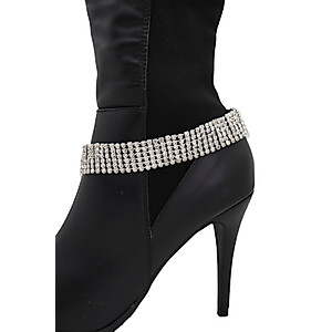 TrendyFashionJewelry Women Silver Metal Rhinestone Mesh Boot Chain Bracelet