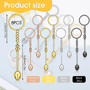 Lusofie 8 Pcs Mini Crown Spoon Keychain Pendant Tiny Spoon Alloy Spoon Necklace Small Spoons With Key Ring For Digging Condiment Sand And Making Keychains Necklaces Bracelets Accessories(4 Colors)
