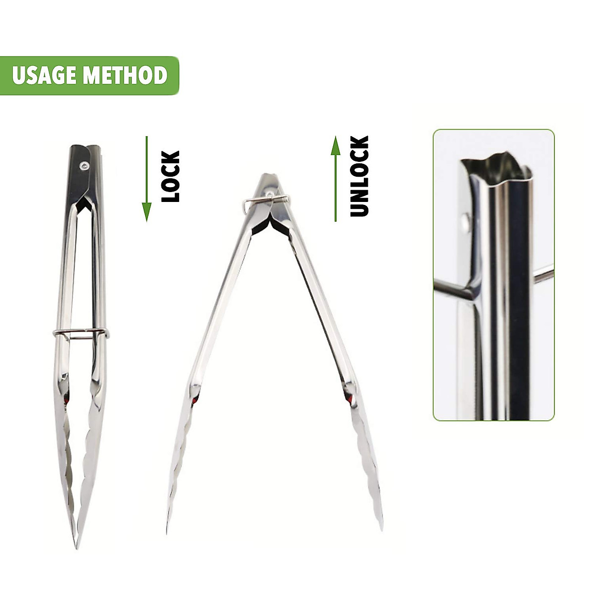 HINMAY Small Stainless Steel Serving Tongs 7-Inch Salad Tongs, Set of 3 (Silver)