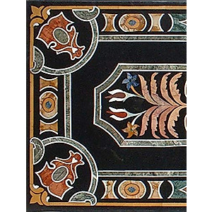 48" x 24" Inch Dinning Table Natural Black Marble Inlay Semi Precious Stones, Eating Table, Marble Patio Table, Rectangular Table