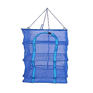 Wedhapy 4 Layers Drying Foldable Mesh Vegetable Fish Dishes Mesh Vegetables Dry Net Basket Drying Rack Net Frame Air Drying Net Food Drying Net Hanging Herb Drying Rack,35 * 35 * 65cm