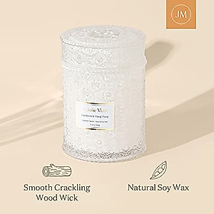 Gardenia & Ylang Ylang Scented Candle, Soy Candle for Home, Large Glass Jar Candle Gift, Wood Wick Candle, 90 Hours Long Burning Time, Engagement Candle Gift, 19.4 oz