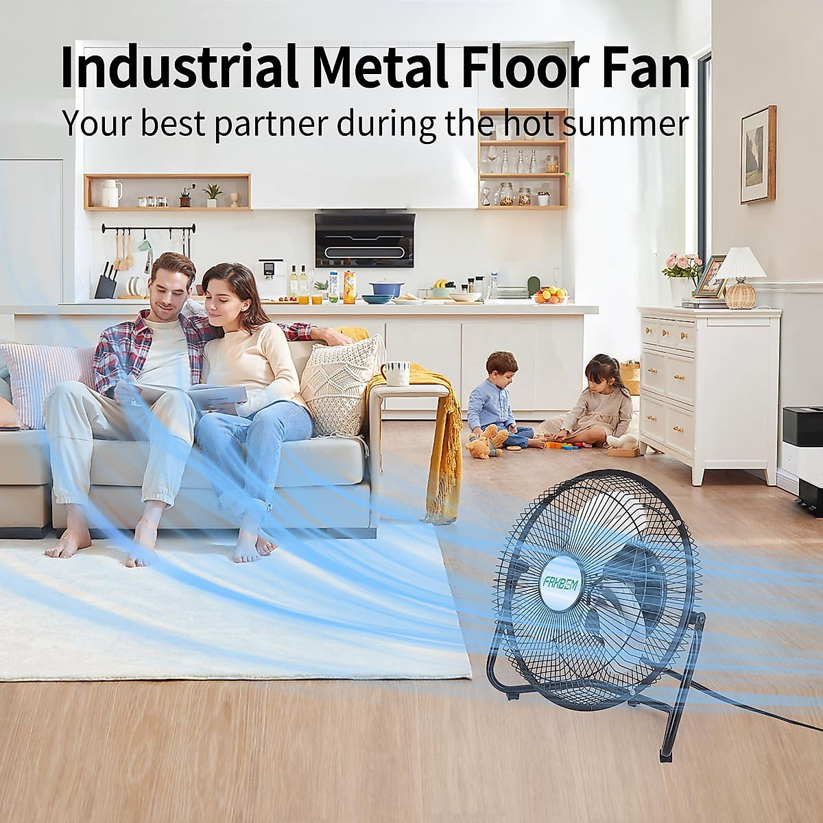 9 Inch Floor Fan, 3 Speed Stainless Steel Industrial Fan, High Velocity Floor Fan with 360 Adjustable Tilt, Portable Quiet Table Fan for Home Bedroom Living Room Office,Black