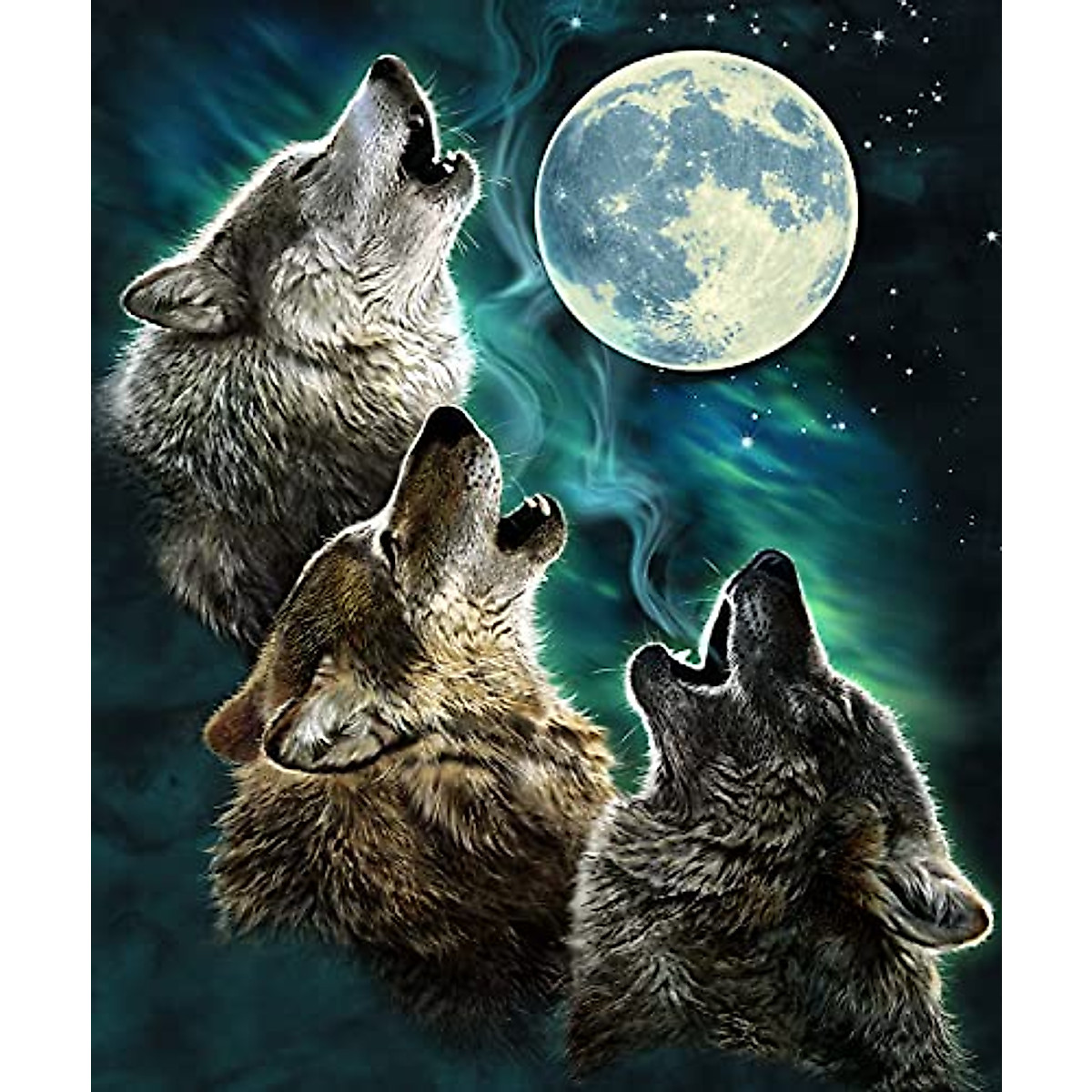 Dawhud Direct III Howling Wolf Fleece Blanket for Bed, 75" x 90" Queen Size Moon Fleece Throw Blanket for Women, Men and Kids - Super Soft Plush Wolf Blanket Throw Plush Blanket Wolf Gifts