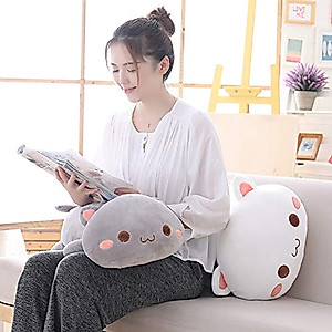 Jensquaify Cat Stuffed Animals, Soft Cat Plush Pillow Kitten Stuffed Animal Toy Gifts for Kids (Grey Round Eyes, 19.6")