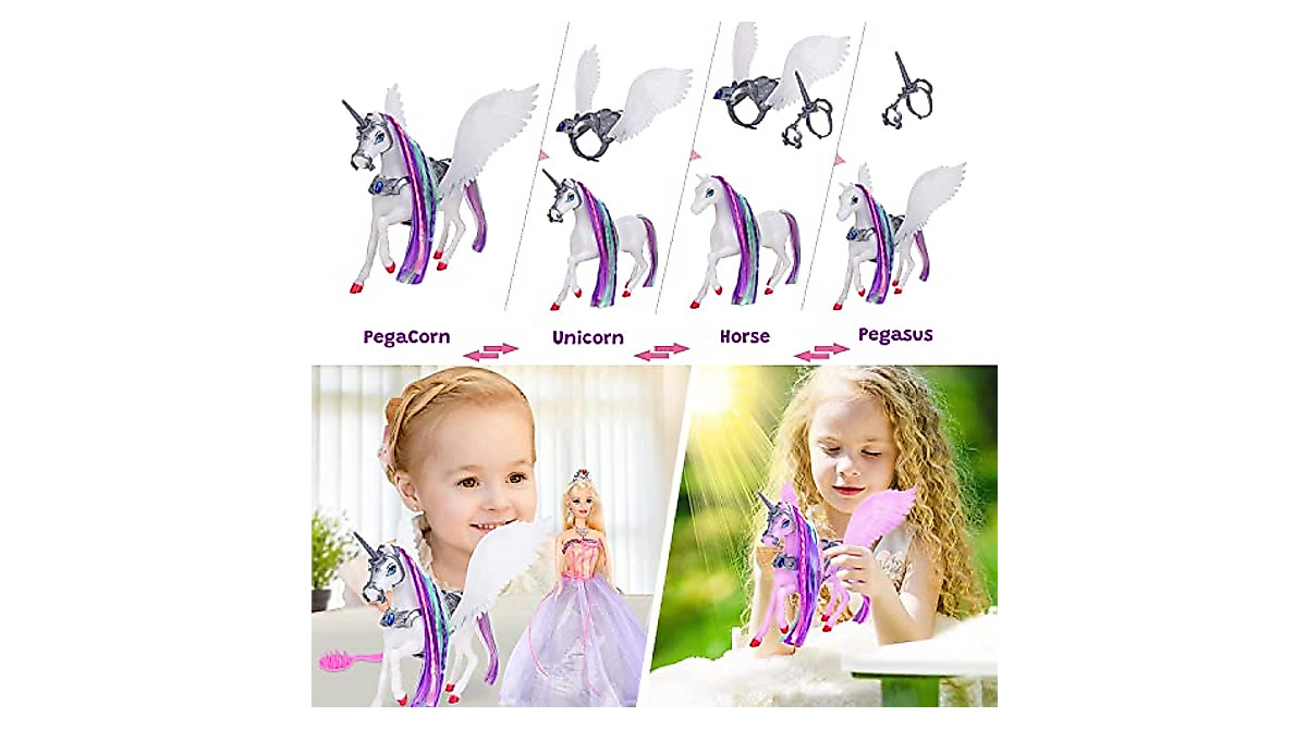 Color Changing Unicorn & Princess Doll Set for Girls