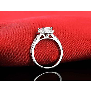 Tenfit Jewelry Women's Ring 18k Gold Plated Square Cubic Zircon Engagement Ring 118,Size:7