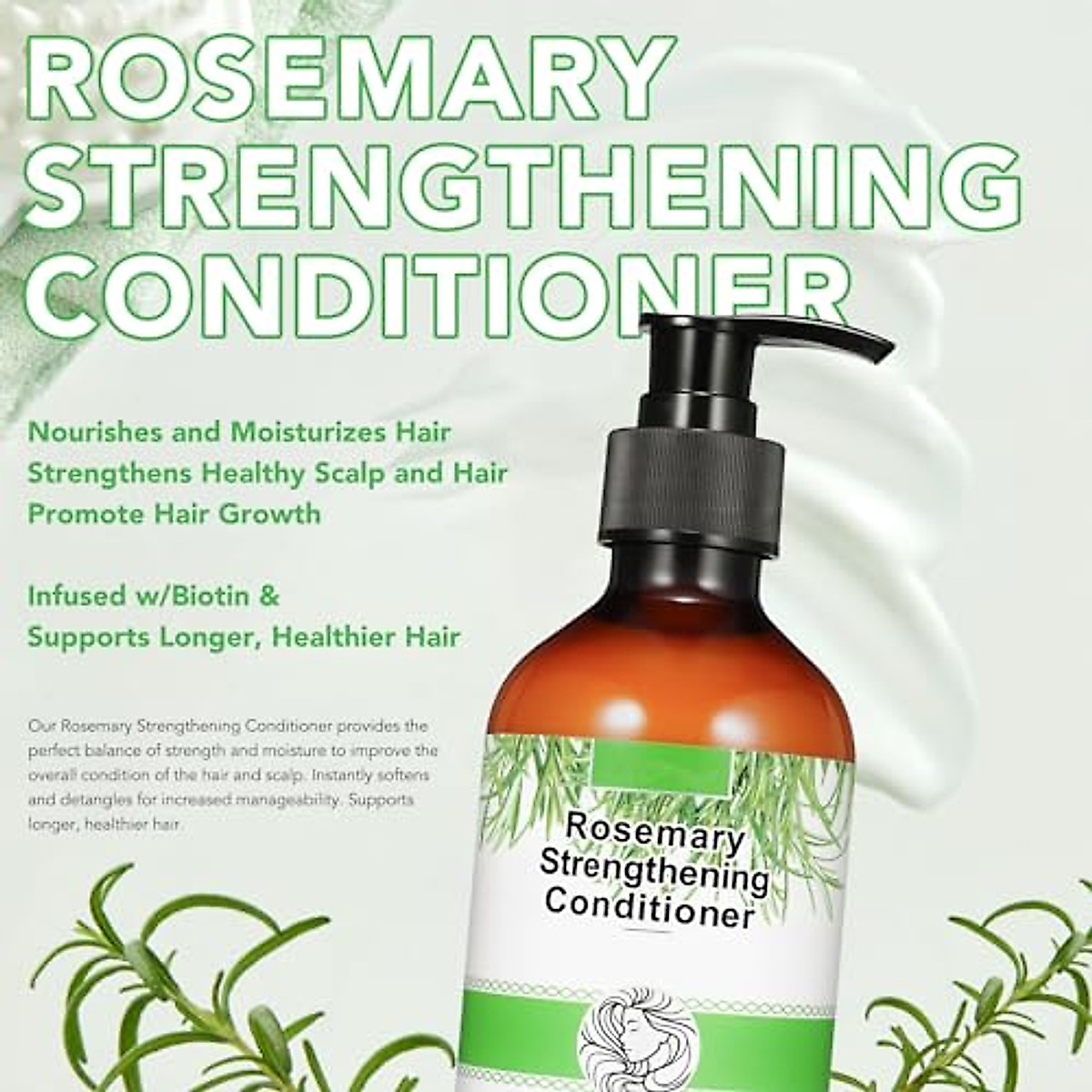 Rosemary Conditioner for Hair Growth,Rosemary Oil for Hair Growth Mint Strengthening Conditioner,Conditioner for Women Hair Loss And Thinning Hair,Hair Conditioner With Biotin,Coconut
