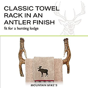 Mountain Mikes - Antler Bath Towel Rack - Decor Inspired by The Great Outdoors - Durable Replicated Deer Antlers - Easy Assembly - 16” to 24” Wide