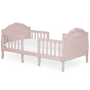 SweetPea Baby Rose 3-in-1 Convertible Toddler Bed in Blush Pink, Greenguard Gold Certified, JPMA Certified, Safety Rails, Made of Sustainable New Zealand Pinewood