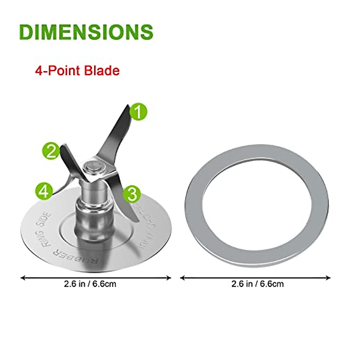 For Oster Blender Replacement Parts with Gasket 6 Pieces for Oster Blender Ice Blade, Black 4961 and Jar Base Bottom 4902 Compatible with Aspas Para Licuadora Oster and Osterizer Classic Blender Parts