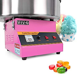 VIVO Pink Electric Commercial Cotton Candy Machine/Candy Floss Maker with Bubble Shield CANDY-KIT-1