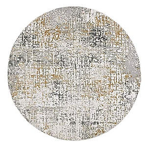 SAFAVIEH Vogue Collection 9' Round Beige/Grey VGE117A Modern Abstract Area Rug