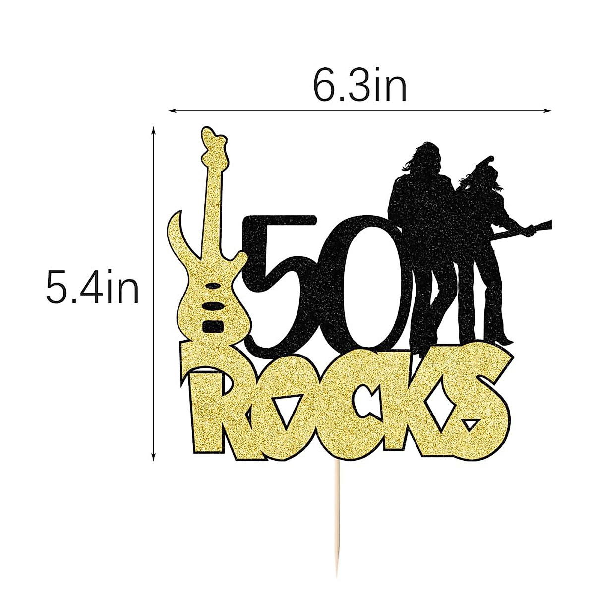 Sleyberoy Rocks 50 Cake Topper - Glitter Fabulous Fifty Years Birthday Party、Happy 50th birthday Theme party cake decorations（Rocks 50)