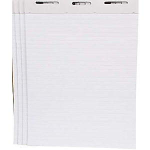 School Smart Ruled Easel Pads, 27 x 34 Inches, 50 Sheets, White, Pack of 4