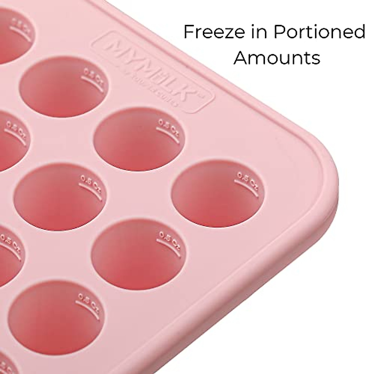 Souper Cubes MyMilk Baby Food Freezer Tray With Lid - 1/2 Oz Silicone Breast Milk Freezer Tray - Perfect Storage Container for Baby Food, Purees, and Breast Milk - Pink