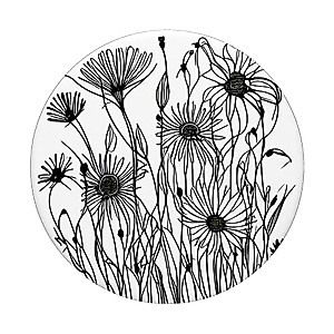 Simple Wildflower Flower Line Design PopSockets Swappable PopGrip
