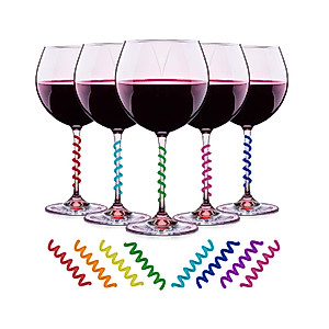 Simply Charmed Wine Glass Charms Set of 8 Silicone Drink Markers for Cocktails, Martinis, Champagne Flutes and More