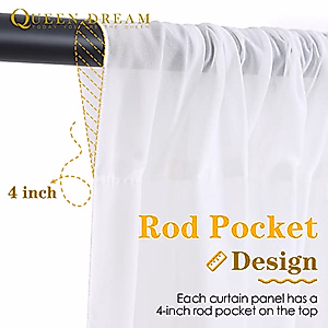 White Backdrop Curtains 2 Panels 5ft x 8ft Sheer Chiffon Backdrop Curtain Drapes for Birthday Party Wedding Decorations