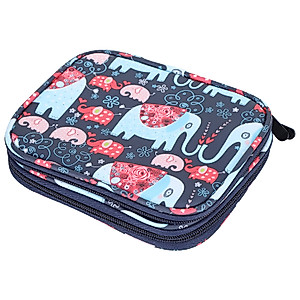 Crochet Bag, Sewing Double Sided Zipper Easy to Carry Crochet Hook Hand Made Oxford Cloth Knitting Organizing Packet Large Yarn Storage for Yarn Stitch Markers(Elephant)