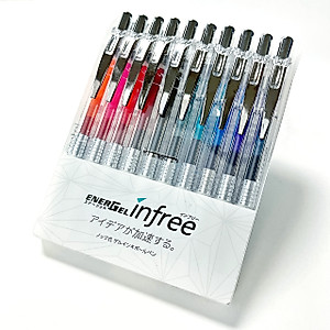 Pentel BL77TL-10 EnerGel Ink Ballpoint Pen, 0.03 inches (0.7 mm), 10 Colors