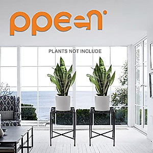 PPeen Plant Stand Indoor Outdoor for Flower Pot Heavy Duty Potted Holder Rustproof Waterproof Garden Container Supports Square Display Iron Rack for Planter, 2 Pack, Black