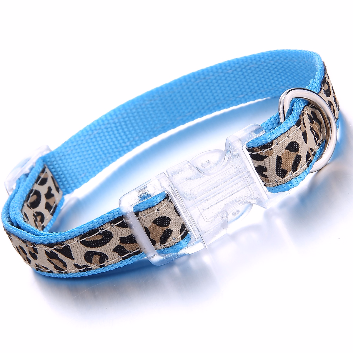 Mile High Life Leopard Dog Harness Collar Leash Set | Adjustable No Pull Dog Halter Harness for Small Breed Dogs | Easy Control for Training Walking | Blue, Medium