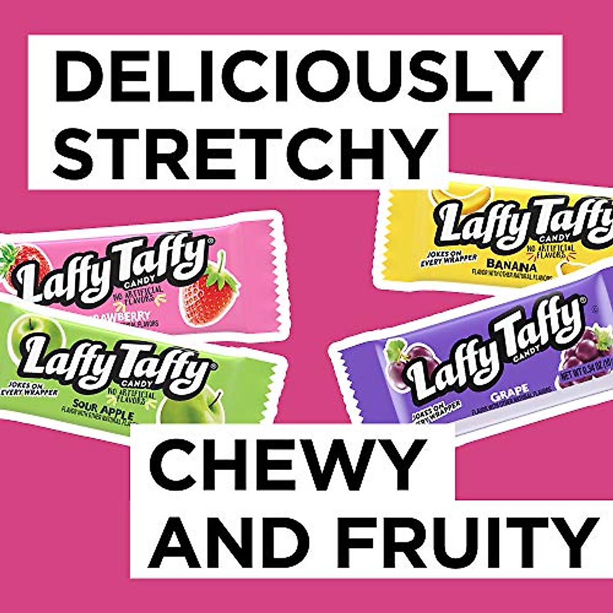 Laffy Taffy Candy, Assorted Fruit Flavors, Individually Wrapped Mini Bars, 6 Ounce Bag