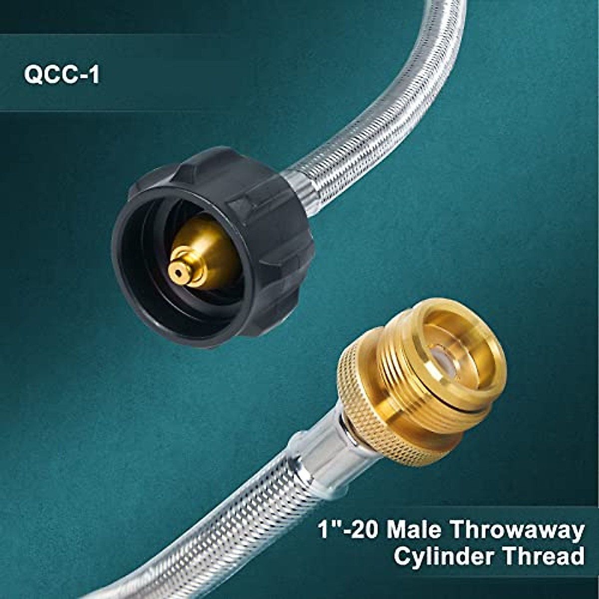 GASPRO 5 Feet Propane Adapter Hose 1lb to 20lb, Comes with A Propane Tank Gauge Level Indicator, Fit for Propane Stove, Gas Grill, Griddle, Heater and More