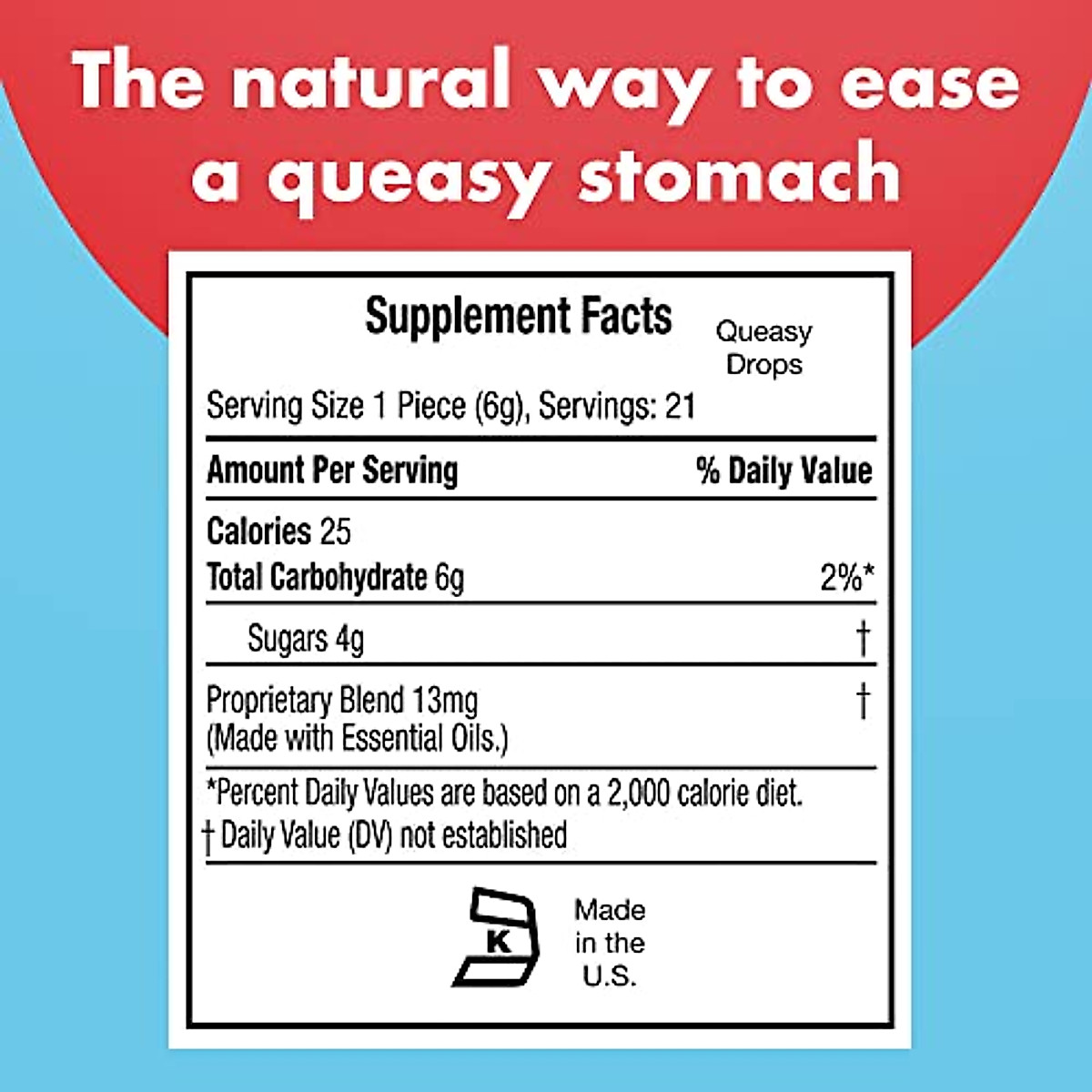 Queasy Drops | 3 Pack: 21 Drops Each | Drug Free & Gluten Free | Five Flavors: Green Tea with Lemon, Ginger, Raspberry, Banana & Cola 21 Count
