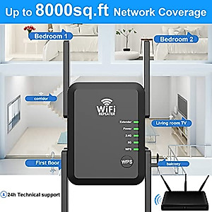 2023 New Upgrade WiFi Extender Booster Repeater, Up to 8000sq.ft and 45+ Devices, 2.4&5GHz Dual Band Wireless Internet Repeater and Signal Amplifier for Home & Outdoor, Supports Ethernet Port