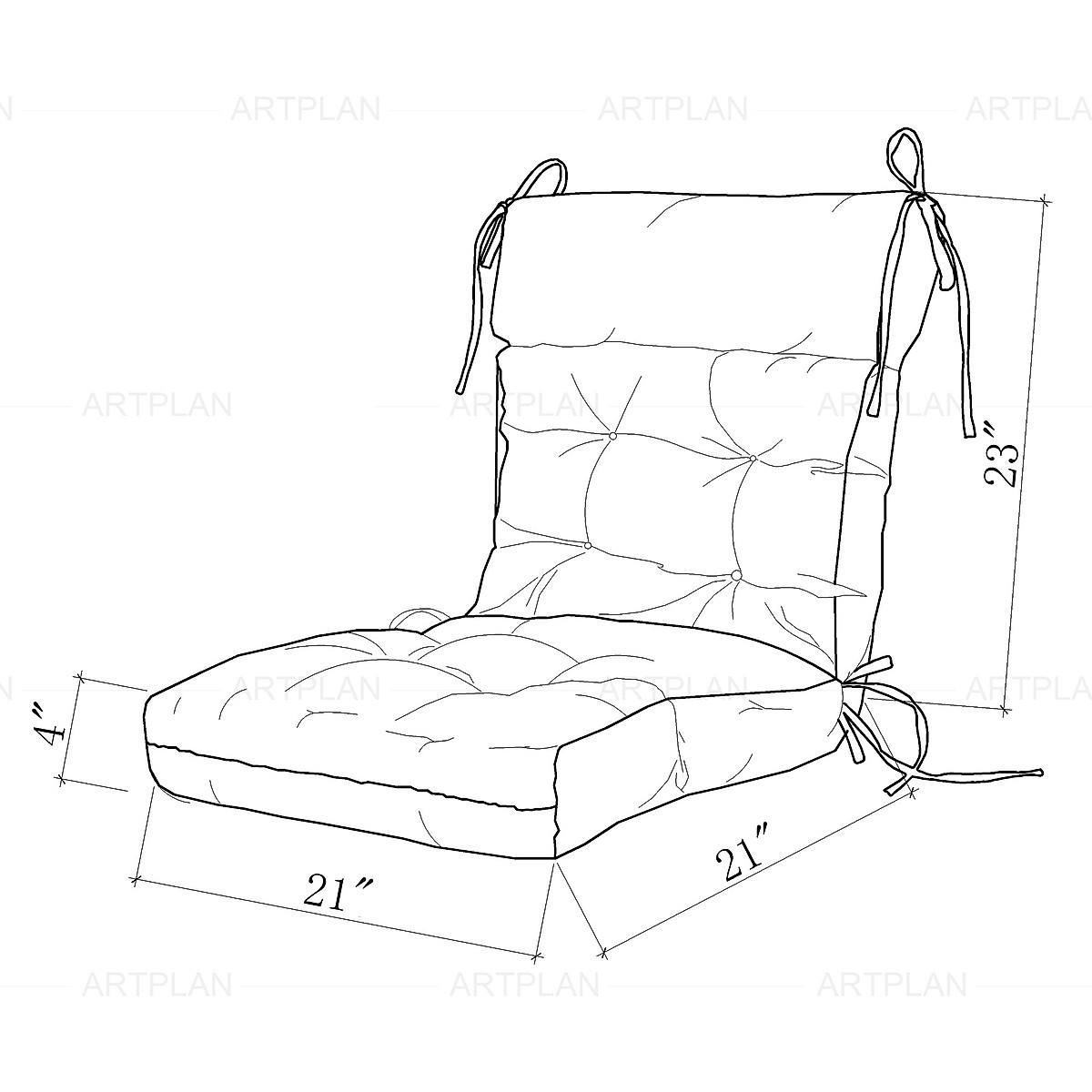 ARTPLAN Outdoor Cushions of Adirondack Chair with High Back Wicker Tufted Pillow for Outdoor Furniture Set of 1, 44"X21"X4", Red