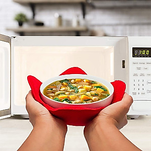 Webers Wonders Microwave Safe Bowl Holder - Heat Resistant Plate Hugger - Multipurpose Polyester Hand Protector from Hot Dishes - Carry Your Soup Rice Pasta Bowl with Our Dish Pads (2)