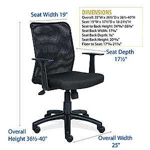 Boss Office Products Budget Mesh Task Chair with Arms in Black