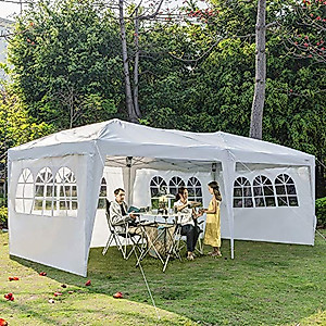 VINGLI 10x20ft Pop Up Canopy Tent with 6 Removable Sidewalls, Party Tent with Carry Bag, Outdoor Gazebo Beach Tent Camping Tent, Patio Event Tent Outdoor Canopy Commercial Canopy