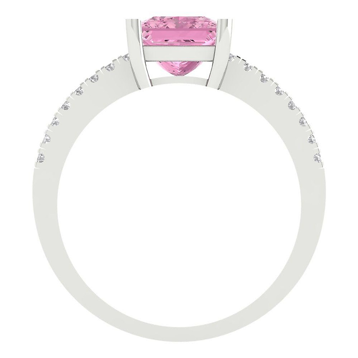 Clara Pucci 1.66 ct Princess Cut Solitaire with Accent Pink Simulated Diamond Engagement Promise Anniversary Bridal Ring 14k White Gold 6