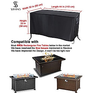 Saking Fire Table Cover Rectangular 44 x 32 x 23 inch - Waterproof Windproof Anti-UV Heavy Duty for Patio Furniture Gas Fire Pit
