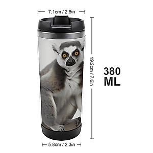 NTVOWPZO Travel Mug Tailed Lemur Coffee Cup Reusable Insulated Tumbler with Lid Travel Coffee Mug Stainless Steel Insulated Coffee Tumbler for Coffee Tea And Drinks