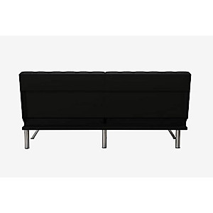 DHP Emily Futon With Chrome Legs, Black Faux Leather