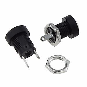SQXBK 12PCS Power Round Jack DC 5.5x2.1mm DC Power Socket Panel Mount Nut Kit Electrical Plug Black