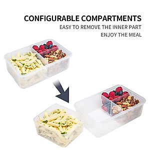 LEXINGWARE Meal Prep Container (38.8oz) - Portion Control - BPA Free - 100% Leak-proof Reusable Food Container - Bento Lunch Box - Configurable Compartments (2Pack)