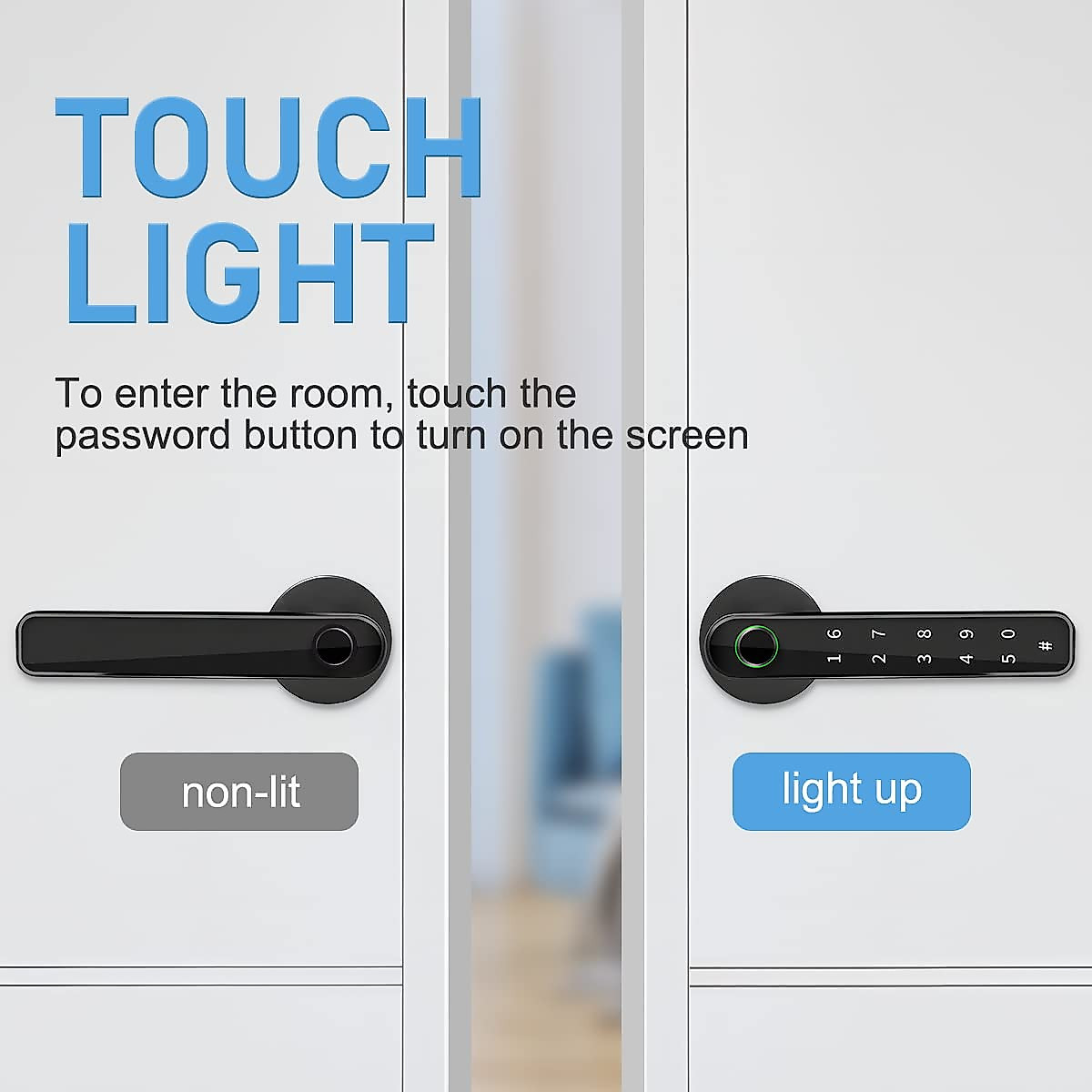 Fingerprint Door Lock Touchscreen Biometric Door Lock Keyless Entry Front Door Knob with 50 Fingerprints, 100 Codes,Keypad Suitable for Home,Hotel,Office,Indoor Door Black…