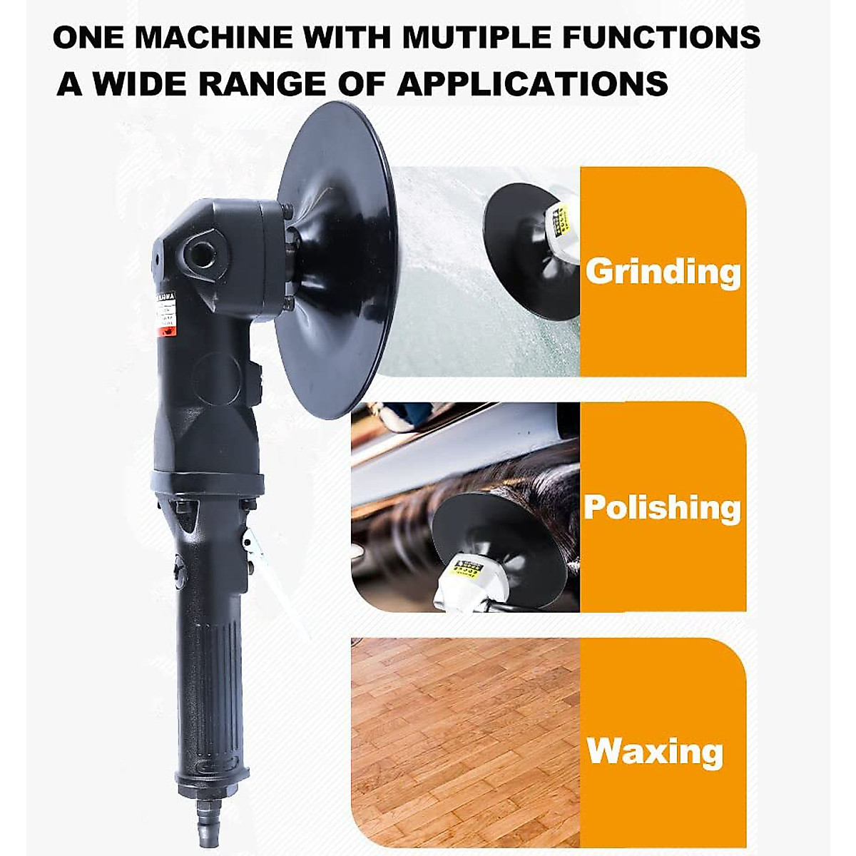 7-Inch Pneumatic Sander Heavy Duty Wet Air Sander/Polisher,Lightweight at 5.47 lbs,Adjustable Speed Up to 4500rpm Pneumatic Polisher Hand Sanding Tool