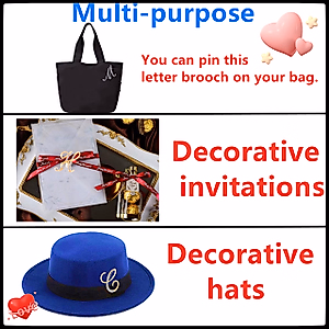 HAFILO 2 pack initial letter brooch pin for women girl 26 letters A-Z fashion brooches collar pins Gold silver (2PCS-E)