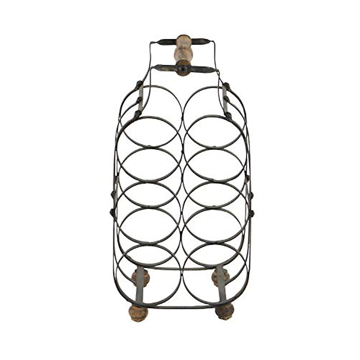 Deco 79 Metal Handled 6 Bottle Wine Rack, 8" x 7" x 16", Black