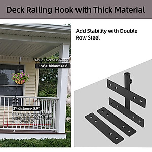 Damukoo Deck Hook-Deck Railing Plant Hanger Outdoor,Bird Feeder Hanger for Deck Railing, Fence Shepherds Hooks Bracket for Hanging Hummingbird Feeder,Planter,Flower Baskets-360°Rotating Pole