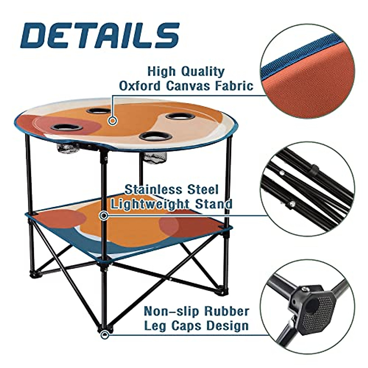 LESES Beach Table Tailgate Table Portable Picnic Table with 4 Cup Holders and Carrying Bags Folding Camping Tables That Fold Up Lightweight for Outdoors/Camping/Hiking